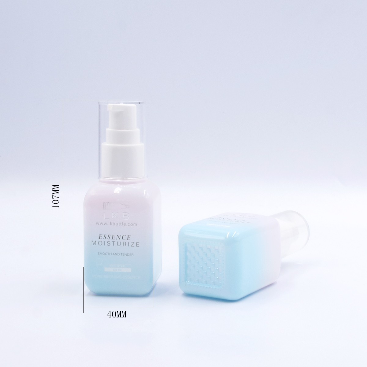 China 40ml pump lotion glass bottle with a grid texture base factory ...